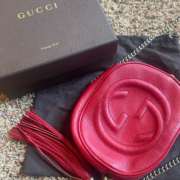 Gucci | Bags | Red Gucci Soho Round Disco Bag | Poshmark